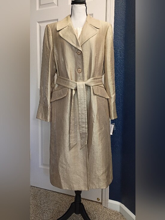 Kasper | Jackets & Coats | Kasper Metallic Gold Trench Coat With Belt ...